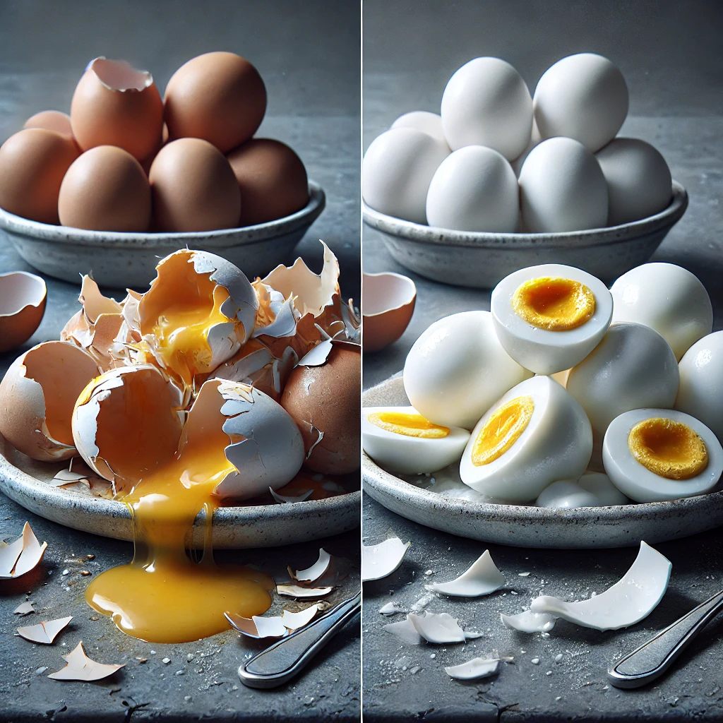 So, we can put this egg debate to rest! The eggs on top were boiled ...